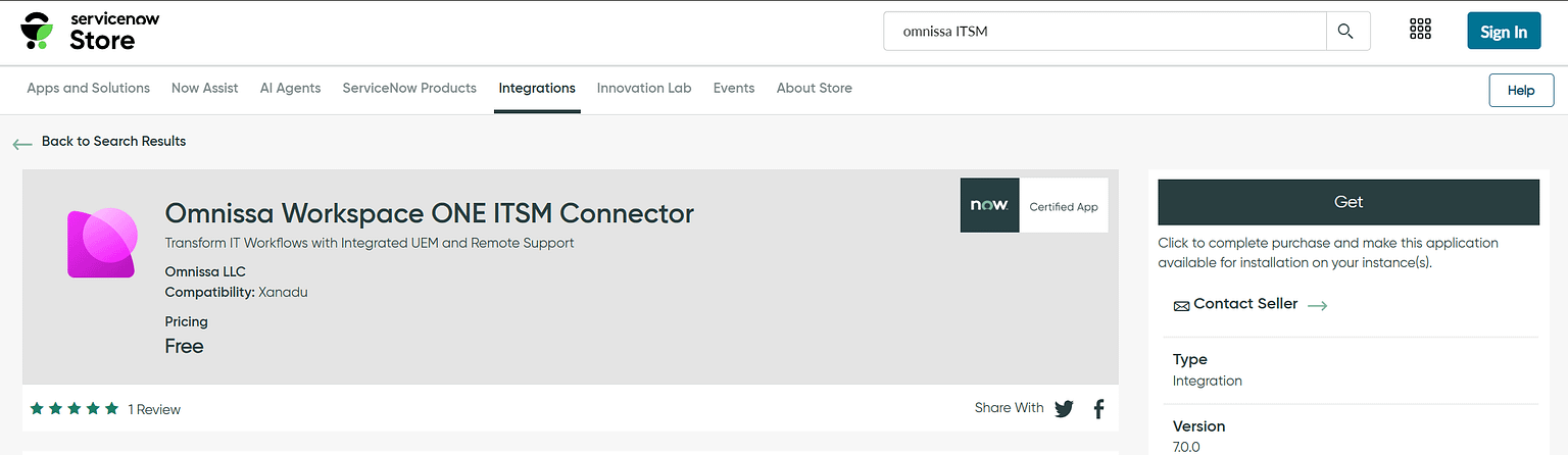 Workspace ONE ITSM Connector for ServiceNow